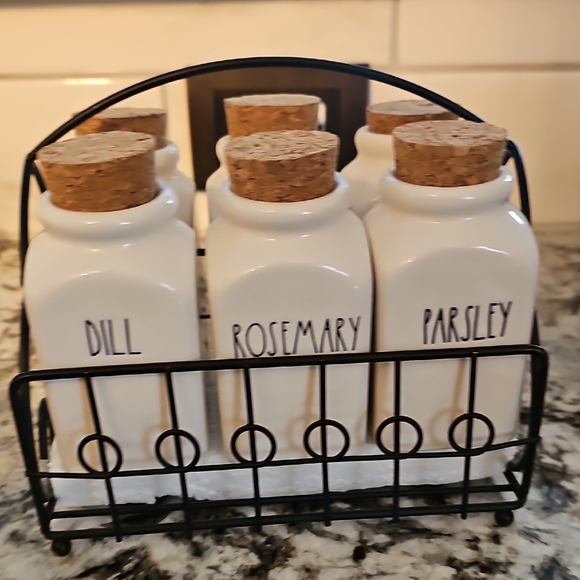 Rae Dunn | Kitchen | Rae Dunn 6 White Spice Jars With Cork Lids Metal ...